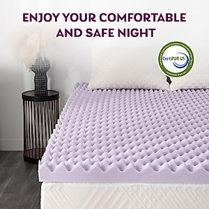 3 Inch Egg Crate Twin Memory Foam Mattress Topper, Cooling Gel Infused Foam Mattress Topper for Pressure Relief, CertiPUR-US Certified Twin Bed Topper, Purple, 38"×75"