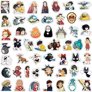50 PCS Japanese Cartoon Stickers, Kawaii Studio Ghibli Anime Stickers Waterproof Vinyl Cute Stickers for Laptop Guitar Water Bottle Luggage Bike Fashion Decals for Kids Teen Girls Adults
