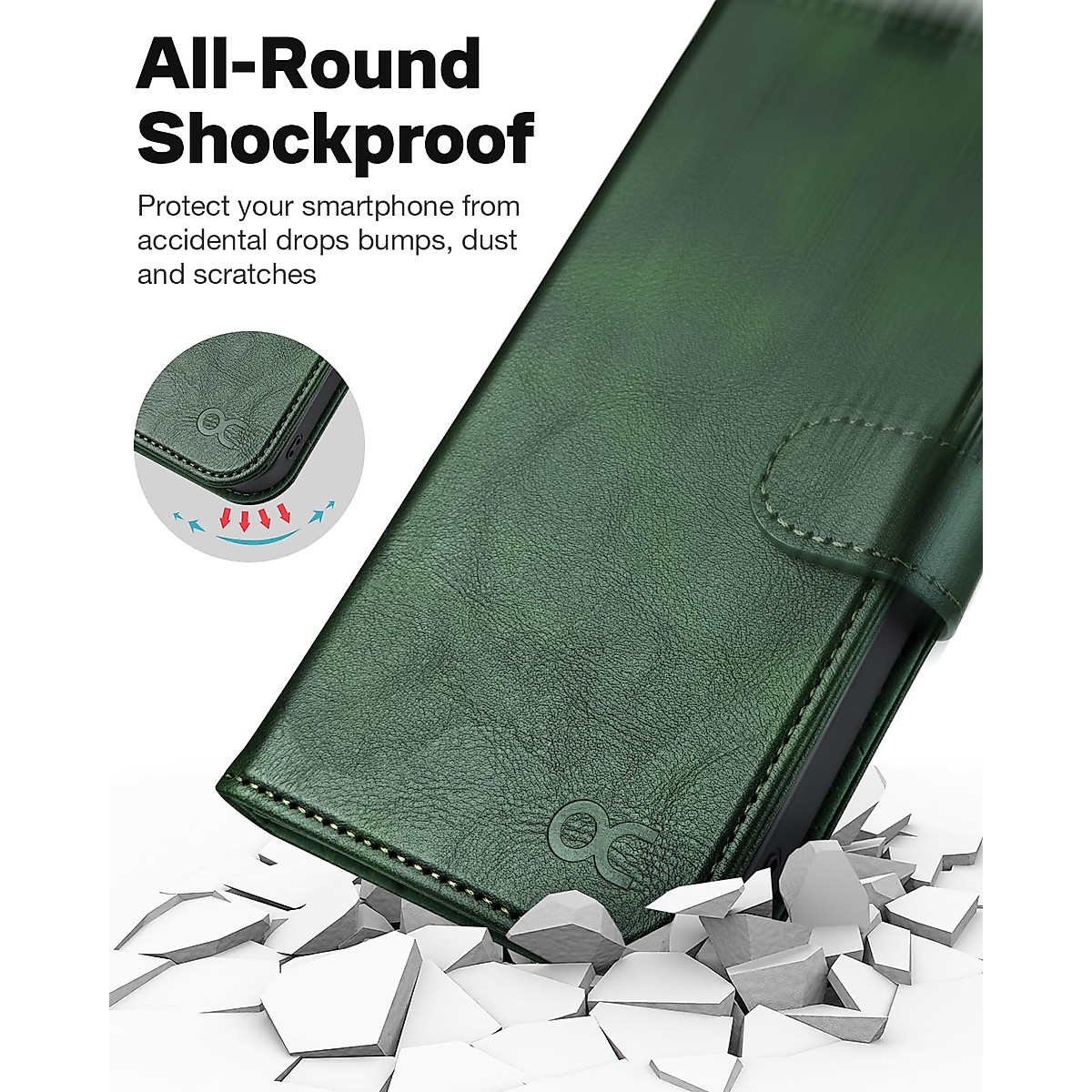 OCASE for iPhone 15 Pro Max Case Detachable Wallet Case with Card Holder, [2 in 1] PU Leather Flip Folio Case with RFID Blocking Stand Shockproof Phone Cover 6.7 Inch, Blackish Green