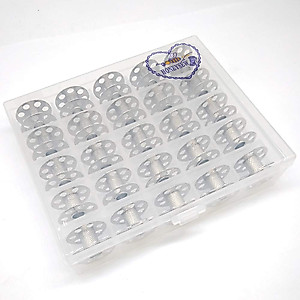 HONEYSEW 25PCS Metal BOBBINS with Clear Box # 0115367000-B Alt# 0015367200 for Bernina bobbins (25pcs with Clear Box)