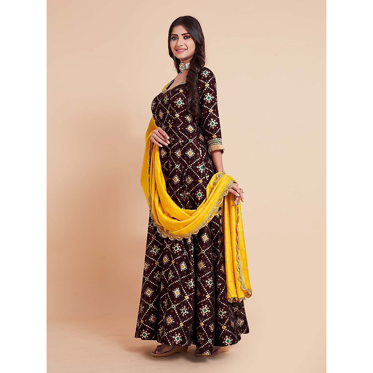 Indian Kurti for Womens Dupatta | Art Silk Woven Kurta Kurtis Tunic For Women Purple