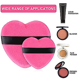 Molain Heart Shape Makeup Blendiful Puffs, 4PCS Cotton Powder Puff, Makeup Tool, Beauty Sponges Blender Cleanser