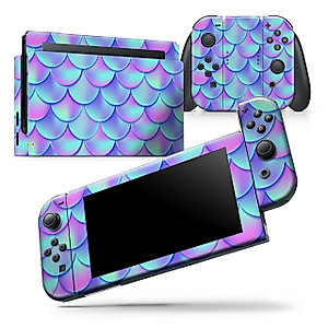 Design Skinz - Compatible with Nintendo Switch Console Bundle - Skin Decal Protective Scratch-Resistant Removable Vinyl Wrap Cover - Holographic Mermaid Scales