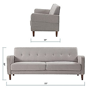 Mellow Adair Mid-Century Modern Loveseat/Sofa/Couch with Armrest Pockets, Light Grey