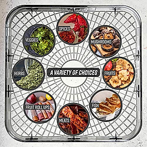 Ronco Turbo EZ-Store 5-Tray Dehydrator with Convection Air Flow, Food Preserver Adjustable Temperature Control, Quiet Operation, for Jerky, Fruits, Vegetables, Herbs, White