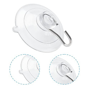 Piutouyar 12Pcs Suction Cup Hooks, 1.77 Inch Clear Suction Cup with Stainless Steel Hook Removable Heavy Duty Wall Hooks for Window Wall Bathroom Shower Kitchen Door Holds up to 4 lbs