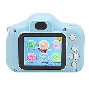 Kids Selfie Camera, Multi Modes Filter Front Rear 8MP Eyeshield Big Screen Christmas Birthday Festival Gift for Children, with Lanyard 32G Memory Card, Blue