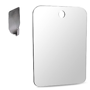 DFLLLO Large Fogless Shower Mirror, Anti-Fog Shower Mirror (12”X7.48 ”), Fog-Free Travel Shave Mirror, Shatterproof Shaving Mirror, Wall Hanging Mirror, Portable Makeup Mirror