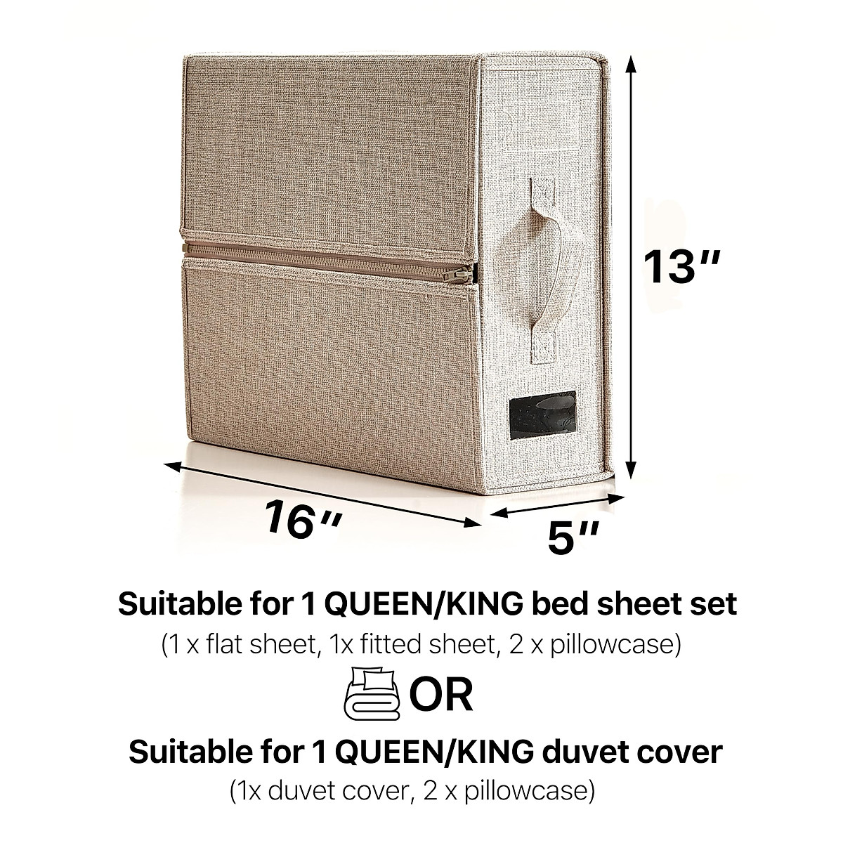 Parts South Bed Sheet Organizer Scent Sachet Bundle - Linen Set Storage - Bedding Storage for King, Queen, Twin Sheet sets - Foldable Sheet Set Organizer - Duvet Cover Storage (2 Pack Tan)