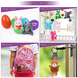 Fovths 48 Pieces Mini Plush Animals Toys Set Lovely Small Stuffed Animal Keychain Decor for Easter Hunts, Party Favors, Carnival Prizes, Egg Hunt Supplies, Goodie Bag Fillers