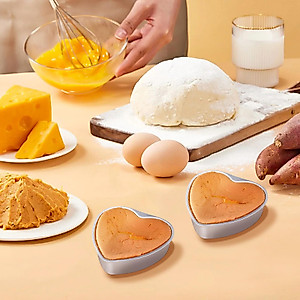 CALLARON 5pcs Aluminum Foil Cake Pan Aluminum Foil Pans Heart Shape Cake Pan for Storing, Baking, Meal Prep & Reheating | Freezer & Oven Safe, Recyclable