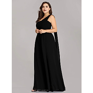 Ever-Pretty Plus Women's Plus Size One-Shoulder Chiffon Ruched Graduation Dresses for Women Black US24