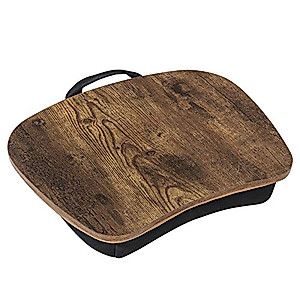 SONGMICS Lap Desk, Bed Tray, Laptop Table with Handle, Cushion, 12.6 x 15.7 x 3.1 Inches, Rustic Brown ULLD109B01