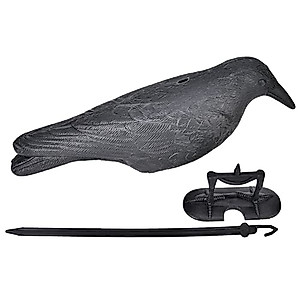 01 Simulation Crow Desktop Decor, PE Material Simulation Crow for Garden Decoration for Hunting Bait for Halloween(Black)
