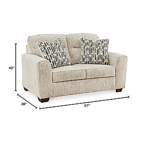 Signature Design by Ashley Lonoke Contemporary Loveseat for Living Room, Beige