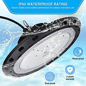 PATHBREAKER LED High Bay Light 150W UFO High Bay LED Light with UL Approved 6'Cable & Plug 22500LM 5000K 600W MH/HPS Replacement Commercial Warehouse Garage Barn Factory Shop Light