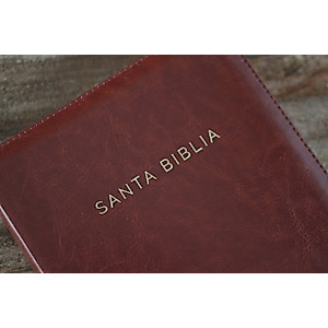 Biblia Reina Valera 1960 letra grande. Símil piel canela, cremallera, tamaño manual / Spanish Bible RVR 1960. Handy Size, Large Print, Leathersoft, Brown Zip