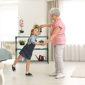 Relaxdays Plant Stand, 3 Tiers, Storage for Flower Pots, Indoor, Iron & Plastic, H x W x D 74.5 x 91 x 28.5, Green, Pack of 1