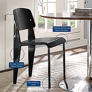 Modway Cabin Modern Wood and Metal Kitchen and Dining Room Chair in Black