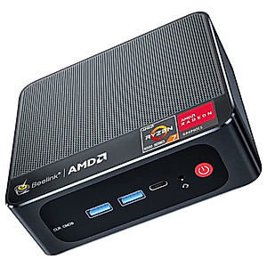 Beelink Mini PC AMD Ryzen 7 5800H Up to 4.4GHz 8C/16T,Mini Desktop Computers 16GB DDR4 RAM/500GB M.2 2280, 4K FPS/60Hz Dual HDMI+Type-C/WiFi 6(802.11ax)/BT5.2 Mini Computers That Supports 2.5-inch HDD
