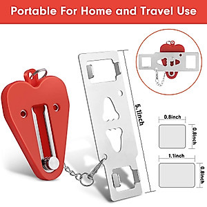 Portable Door Lock,Stainless Steel Travel Door Lock for Security,Portable Security Door Stop (Red)