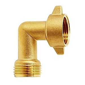 Joywayus 3/4" GHT Garden Hose 90-Degree Elbow Brass Connector with Washers for RV Water Hookups and Residential Outdoor Faucets (Pack of 2)