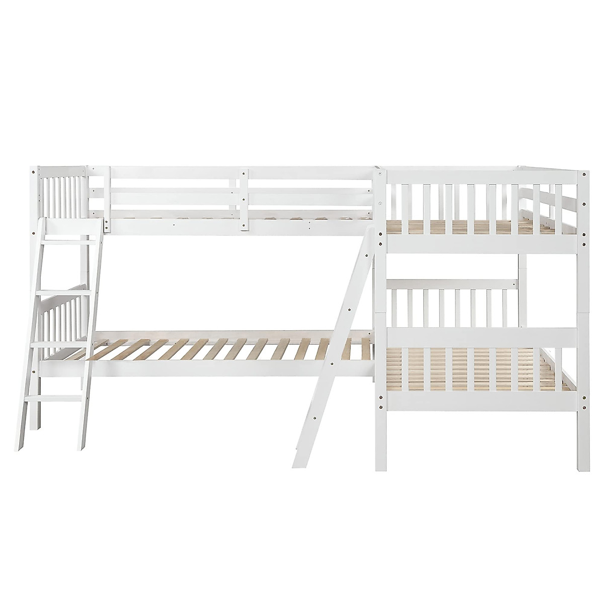 Merax L-Shaped Bunk Bed with Ladder,Twin Size