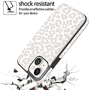 uCOLOR Flip Leather Wallet Case Card Holder Compatible with iPhone 13 6.1 iPhone 14 6.1 Women and Girls with Card Holder Kickstand (Beige Leopard)