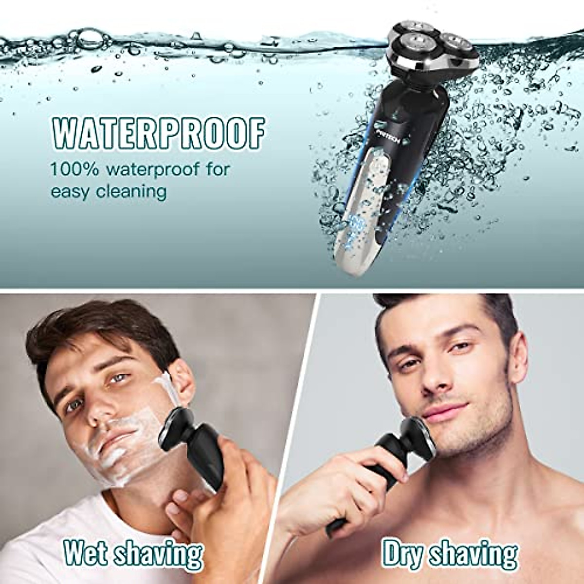 Mens Electric Razor for Men Electric Shavers for Men Electric Razors for Men Face Shaver for Mens Rechargeable Razors for Shaving Electric Cordless Men's Electric Shaver Waterproof Wet Dry by PRITECH