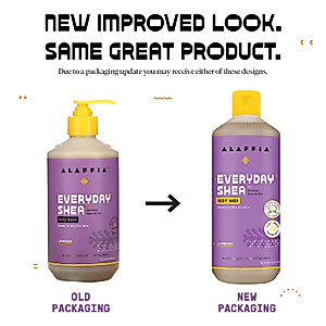 Alaffia Everyday Shea Body Wash, Naturally Helps Moisturize and Cleanse Without Stripping Natural Oils with Fair Trade Shea Butter, Neem, and Coconut Oil, Lavender, 2 Pack - 16 Fl Oz Ea