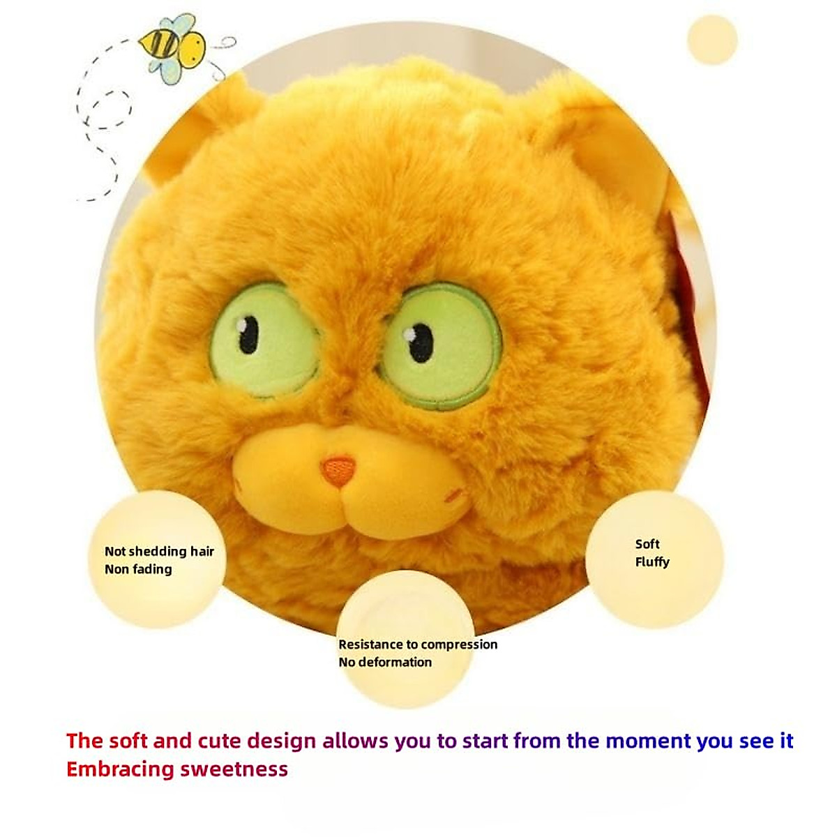 XIZHI 15.7" Cute Cat Plush Pillow Toy Stuffed Animals Cat Plushie Soft Doll Pillows for Boys Girls Christmas Birthday Gift and Bedroom Decoration (Yellow)
