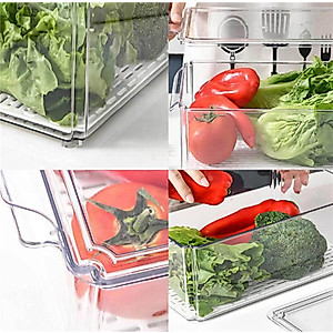 Yustuf 10-pack Clear Stackable Refrigerator Organizer Bins with 4 liners, Plastic Pantry Organization and Storage Bins with lids Vegetable Fruit Storage Containers for Fridge