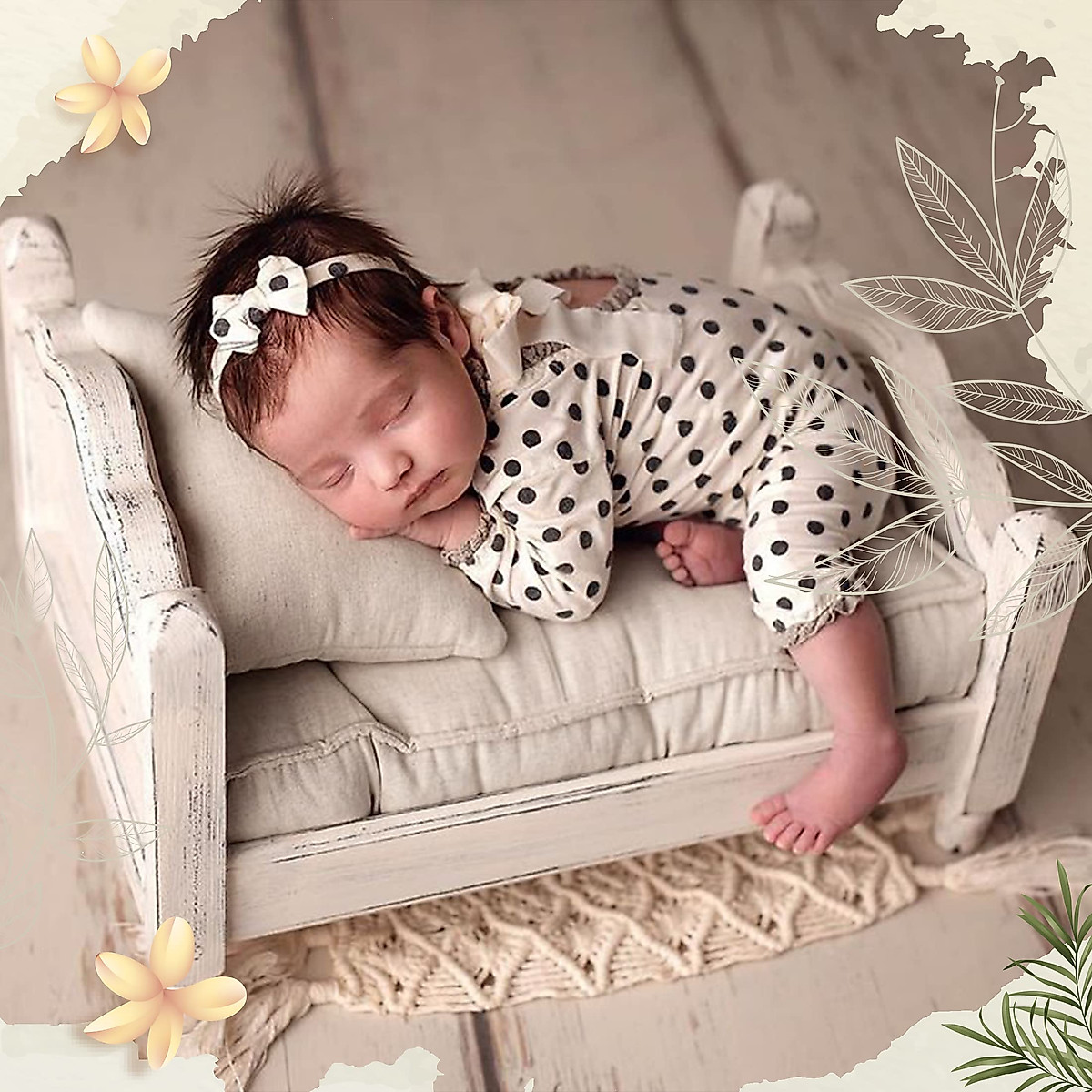 M&G House Newborn Photography Props Mattress Pillow Photography Accessories Baby Photoshoot Props Bed Mattress Bed Mat(Beige White)
