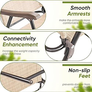 Flamaker Patio Chairs Outdoor Chairs Set of 2 Portable Folding Sling Chair for Lawn Camping Yard Beach