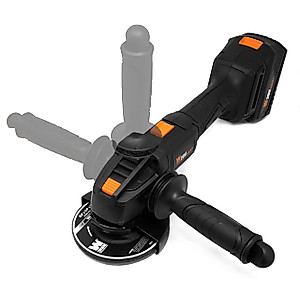 WEN Cordless Angle Grinder, Brushless with 20V Max 4.0 Ah Lithium-Ion Battery and Charger (20944), Black