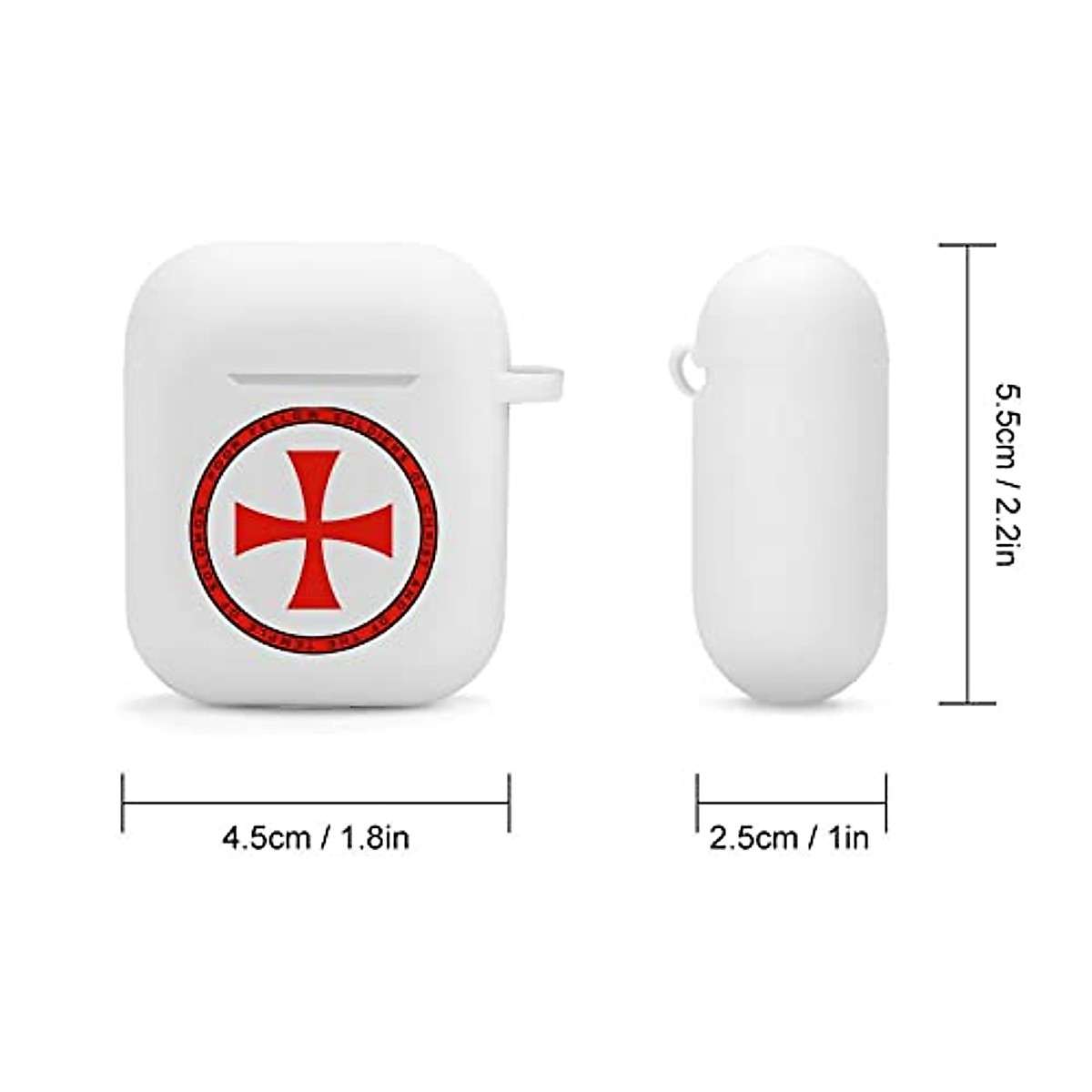 Knights Templar Round Seal Silicone AirPods Case Protective Cover Compatible with AirPods 2 & 1 with Keychain