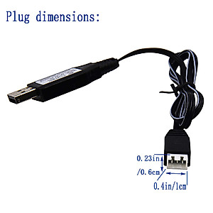 Blomiky 2 Pack 7.4V 1A USB Charger Cable with XH-3P Plug for 7.4V 2S Lipo Battery with XH-3P Connector / 7.4V 1A USB XH-3P 2