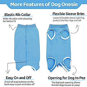 MIGOHI Dog Surgery Recovery Suit, Anti Licking Recovery Suit for Female Male Dogs Cats, Spay Neuter Dog Onesie After Surgery, Professional Dog Surgical Suit Cone Alternative for Abdominal Wounds