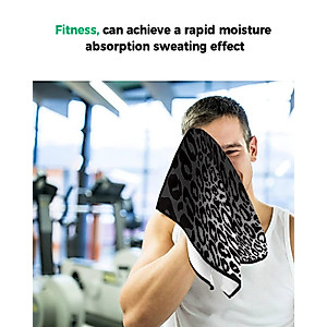 Falaniique Abstract Leopard Printm Golf Towel with Clip, Large Microfiber Women Men Sports Work Out Disc Golf Bag Towel for Golf, Yoga, Gym, Fitness, Workout, Swimming, Ombre Grey Golf Accessory