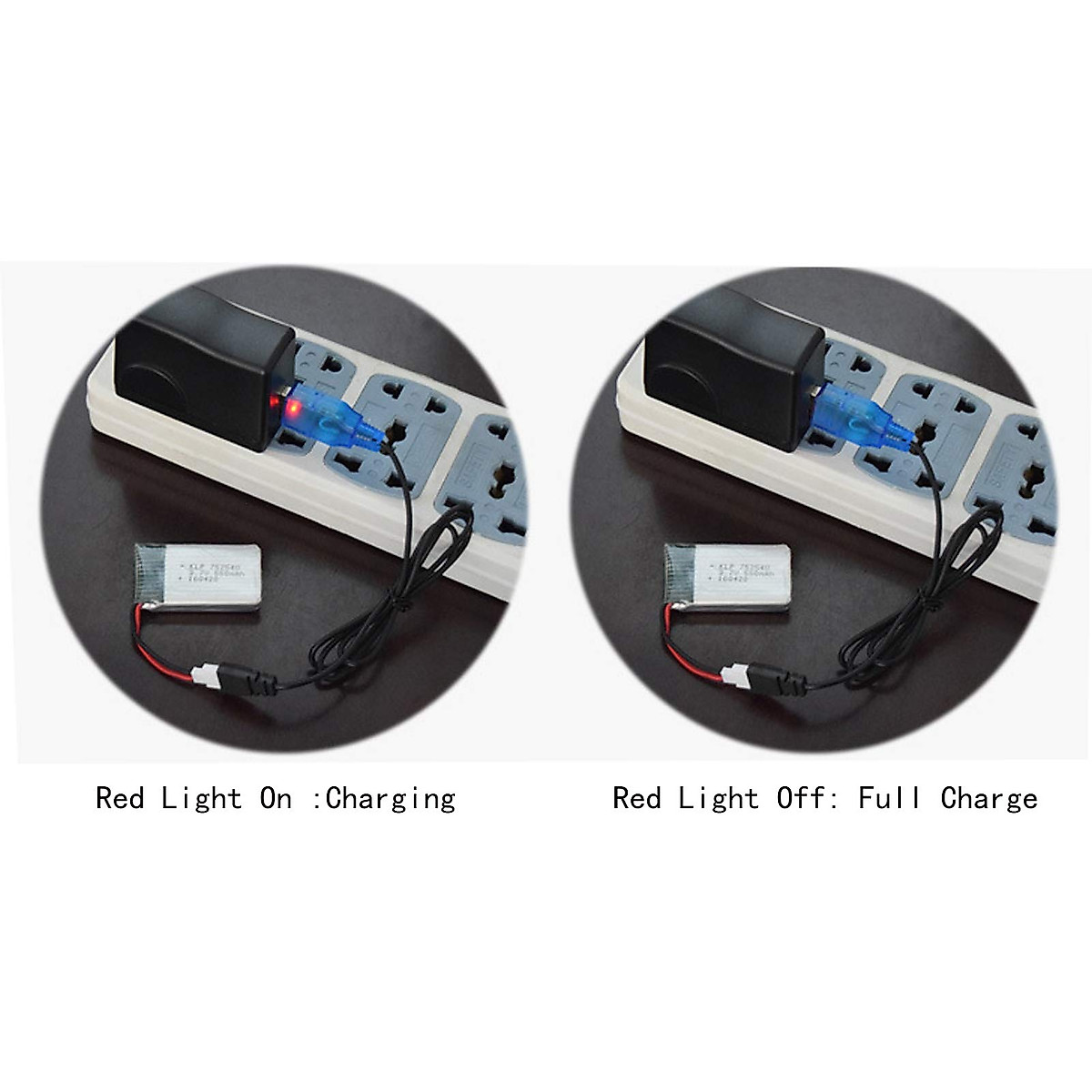 2 Pcs 3.7V 750mAh 25C 902540 Rechargeable Lipo Battery with USB Charger for X400 X300C X800 X500 HJ818H J819S Quadcopter RC Drone Spare Parts