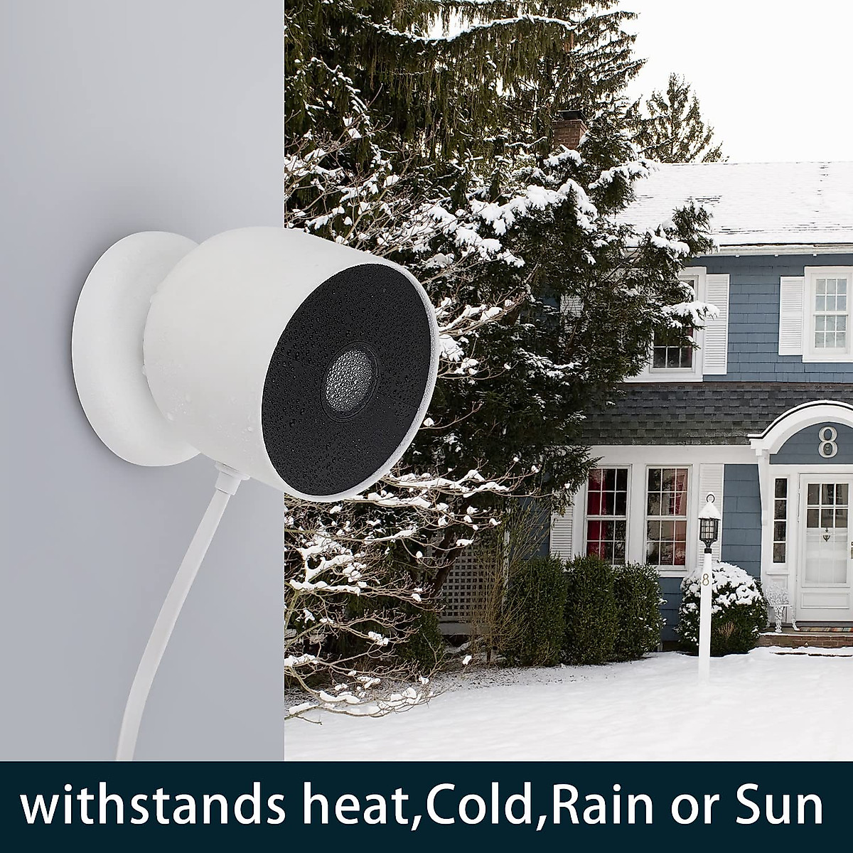 iTODOS 2 Pack 20ft/6m Power Cord for Google Nest Cam (Battery) Only,Replacement Cable,Weatherproof Outdoor,Flat Charging Cable for Nest Camera(Battery)-White