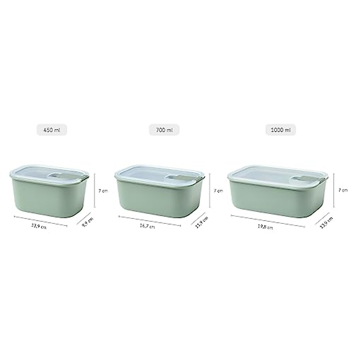 Mepal EasyClip 15oz/450ml - Leakproof & Airtight Food Storage Container | BPA-Free | One-Click Open & Close System | Nordic-Sage | Made in Holland