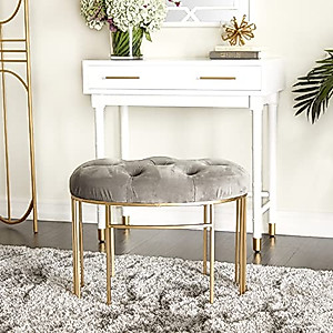 Deco 79 Metal Bench with Velvet Seat, 24" x 17" x 19", Gray