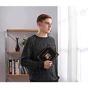 Fancy Dove Funeral Guest Book with Picture Pocket. Celebration of Life Sign in Book with Gold Embossed Leather Hardcover. Signature and Memory Book with 124 Pages