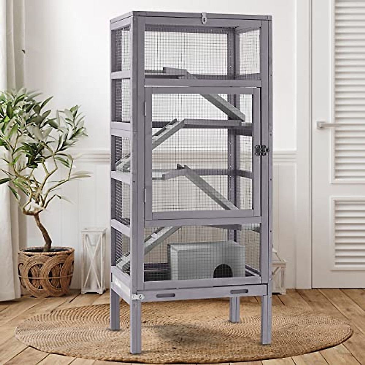 Aivituvin Ferret Cage Rat Habitat 5 Levels for Chinchilla,Lizard,Squirrel, Chameleon,Gerbil and Other Small Animal,Prevent Escape