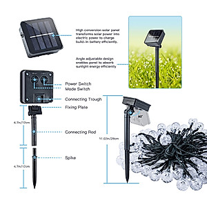 unbrands Solar String Lights Outdoor , 60LED Globe Fairy Waterpro of Lights , 8 Modes 11M/36ft Outdoor Solar String Lights for Garden, Patio Yard, Home ,Christmas ,Parties ,Wedding (Warm White)