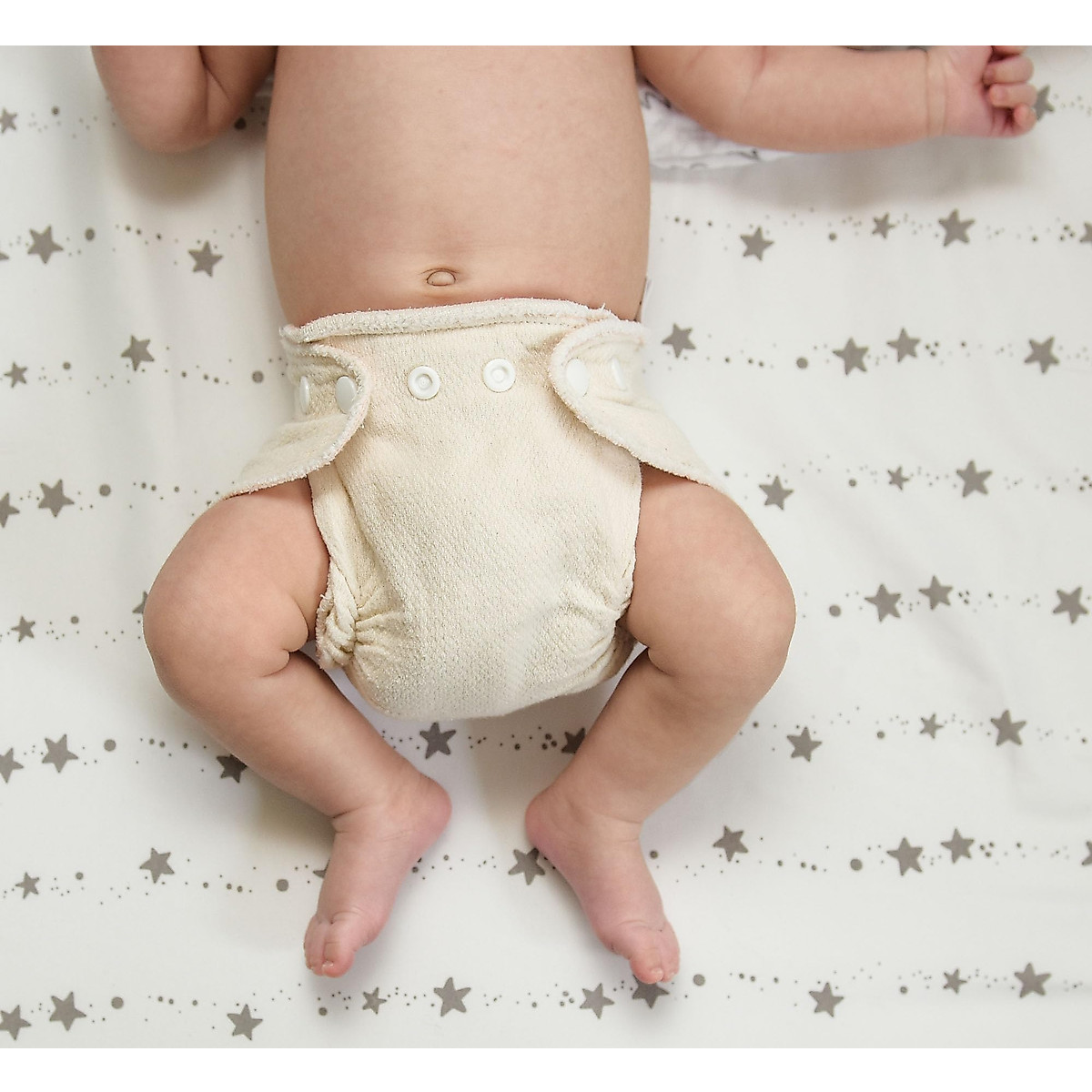 Osocozy Fitted Organic Diaper, 100% GOTS Certified Organic Cotton Birdseye Weave Fabric. Soft and Absorbent. Easy Snap Closures. Sewn in The USA. (Size: Small 7-13 Lbs)