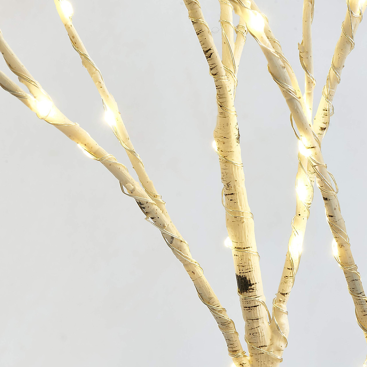 LITBLOOM Lighted White Birch Willow Branches with Timer Battery Operated Set of 2, Tree Branch with Warm White Lights for Holiday and Party Decoration 30IN 100 LED Waterproof