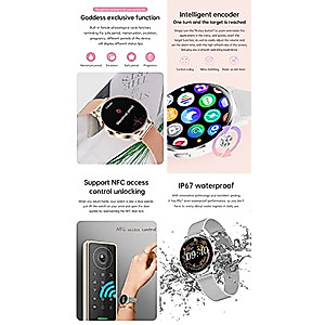 HANDA Smart Watch for Women, Fitness Tracker Smartwatch with Heart Rate Blood Pressure Sleep Monitor Bluetooth Call Pedometer IP67 Waterproof Activity Tracker for Android iOS (Gold Steel)