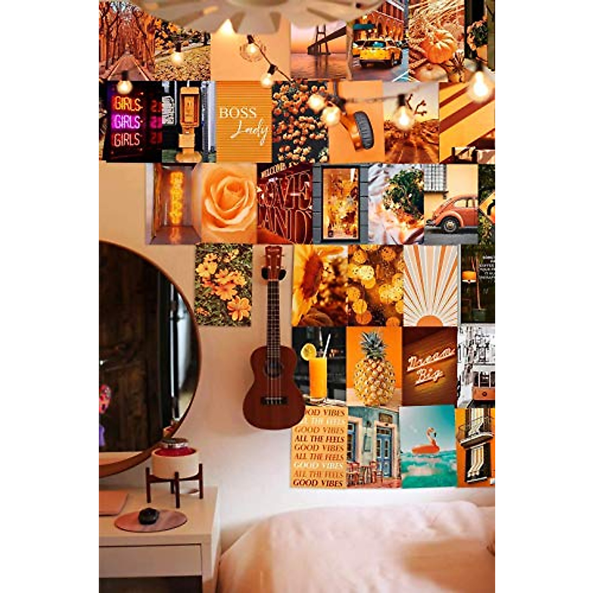 Orange Wall Collage Kit Aesthetic Pictures, Bedroom Decor for Teen Girls, Wall Collage Kit, Aesthetic Posters, Collage Kit for Wall Aesthetic, Wall Collage, Orange Wall Decor, Collage Kit